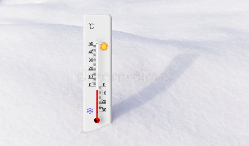 Thermometer in the Snow. Ambient Temperature Minus 4 Degrees Stock ...