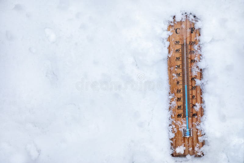 Thermometer in the snow stock image. Image of copy, people - 164811971
