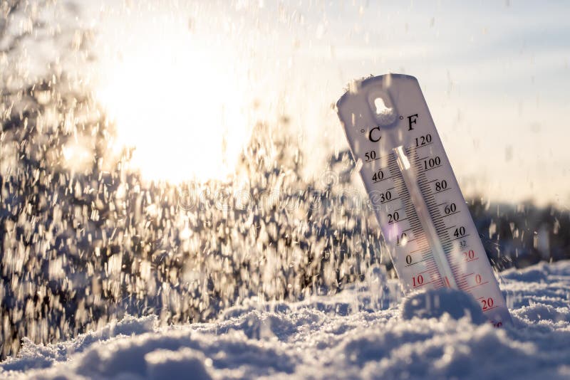 Thermometer in the Snow. Extreme Cold Temperature at Winter Stock Photo ...