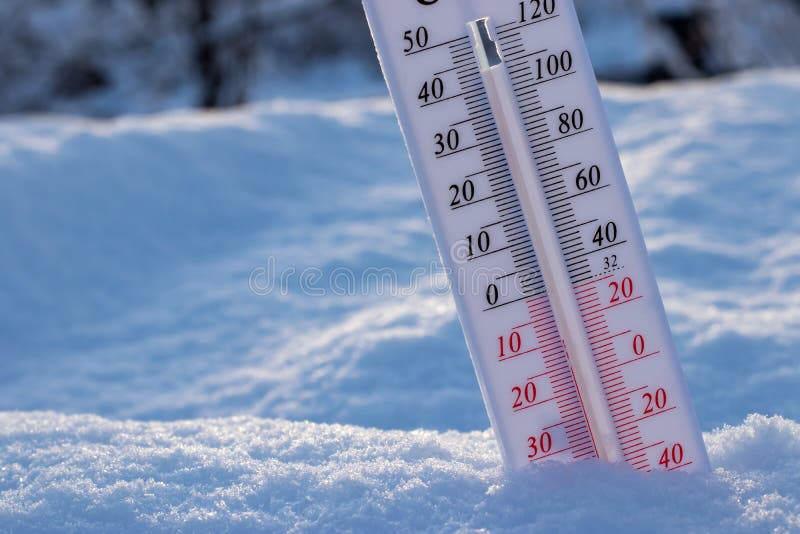 Thermometer in the Snow. Extreme Cold Temperature at Winter Stock Photo ...