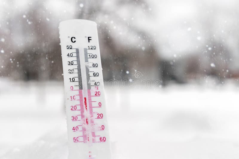 Thermometer on snow stock photo. Image of arctic, minus - 82742614