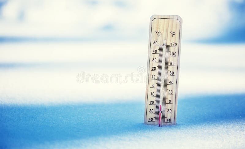 Thermometer on Snow Shows Low Temperatures - Zero. Low Temperatures in ...