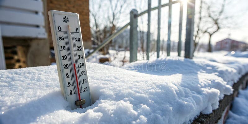 Thermometer on Snow Shows Low Temperatures - Zero. Low Temperatures in ...