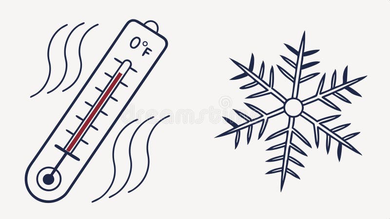 Thermometer and Snowflake, Symbolizing Temperature and Weather Vector ...