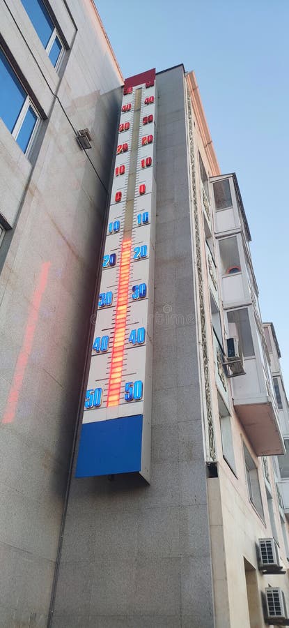 Thermometer on the Street on the Wall of the House Shows a Temperature ...