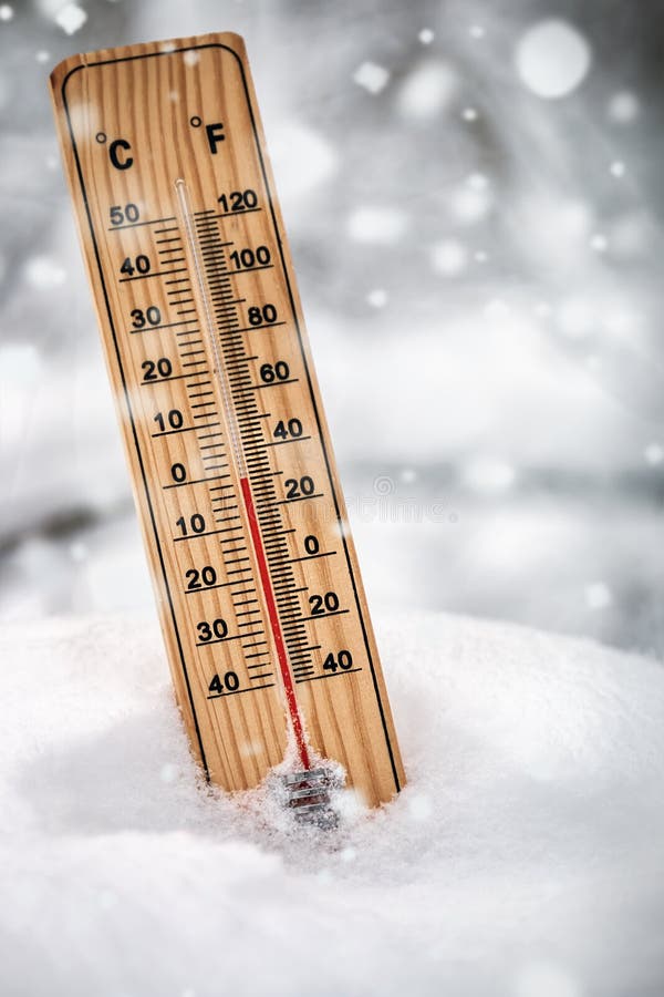 Thermometer Winter Temperature Frost Outdoor Stock Image - Image of ...