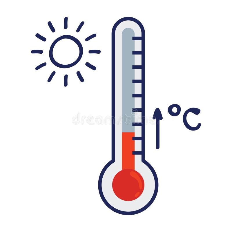 Thermometer with Sun Icon Symbolizing Season Vector Stock Illustration ...