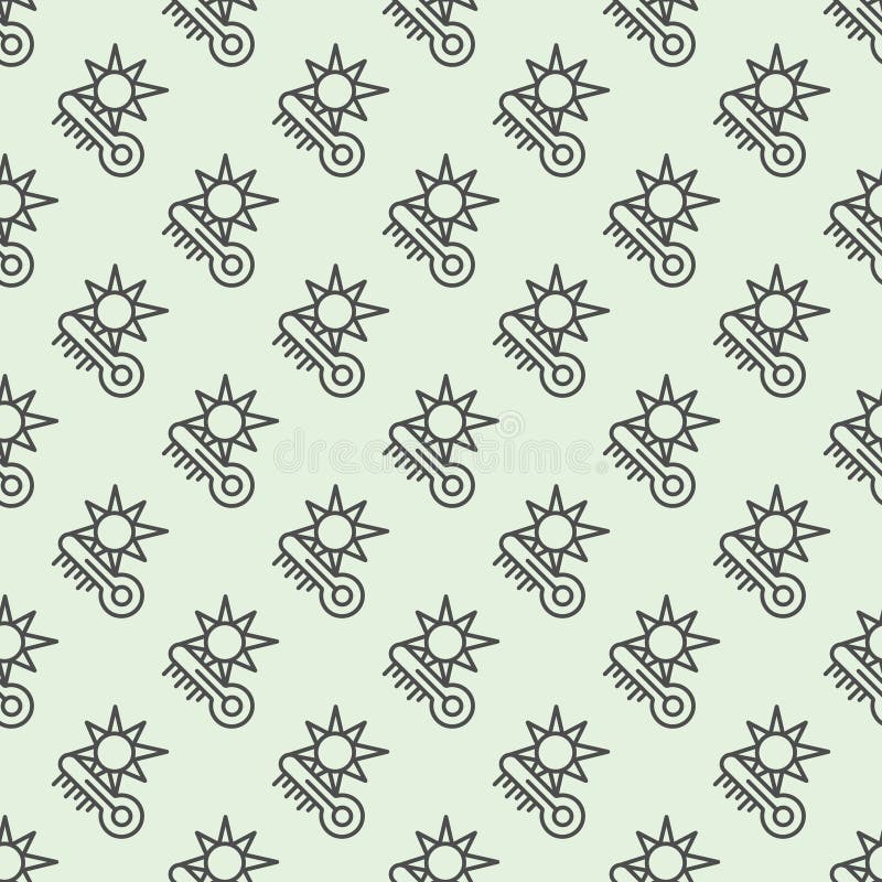 Thermometer and Sun Light Rays Line Seamless Pattern, Climate Change ...