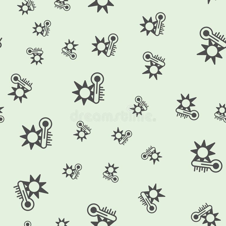 Thermometer and Sun Light Rays Solid Seamless Pattern, Climate Change ...