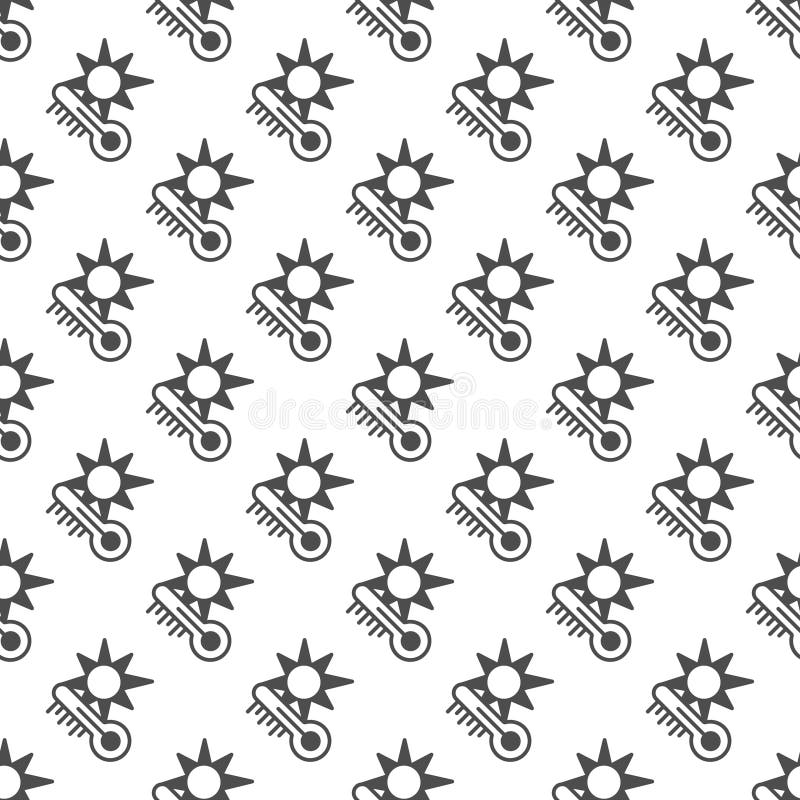 Thermometer and Sun Light Rays Solid Seamless Pattern, Climate Change ...