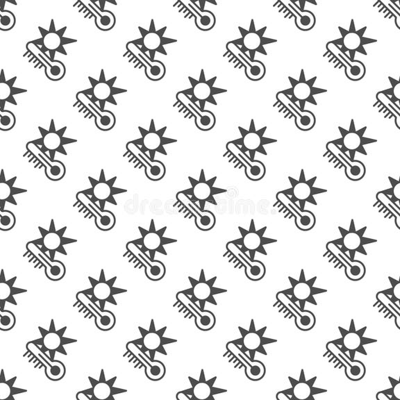 Thermometer and Sun Light Rays Solid Seamless Pattern, Climate Change ...