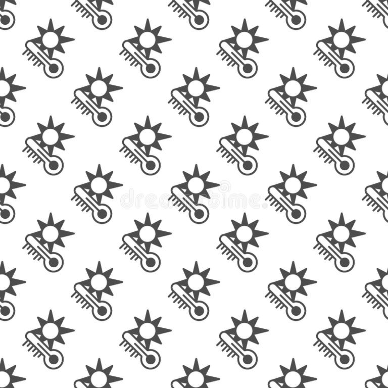 Thermometer and Sun Light Rays Solid Seamless Pattern, Climate Change ...