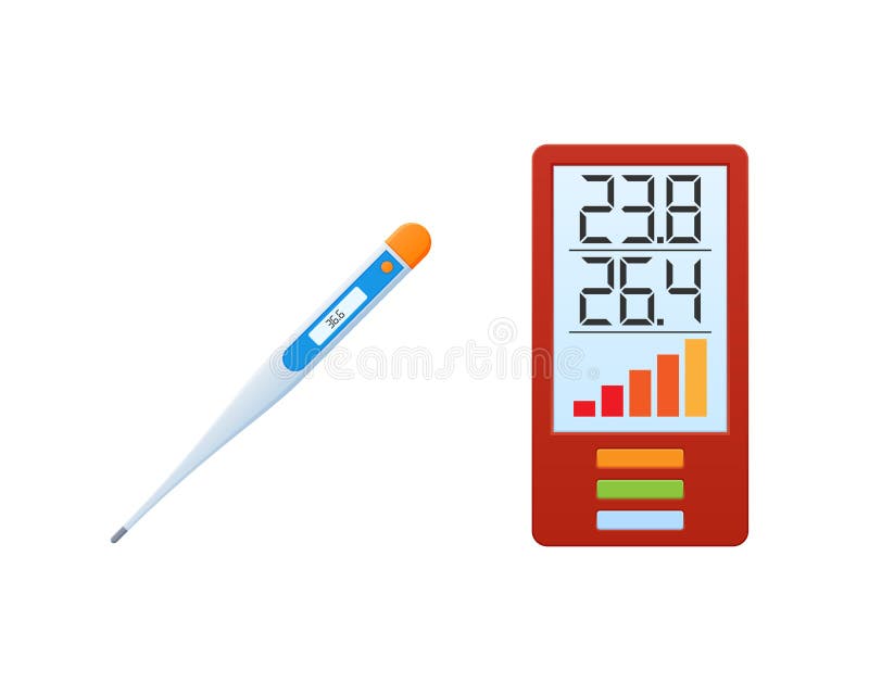 Thermometer with Temperature, Fire and Safety Level Sensor. Stock ...