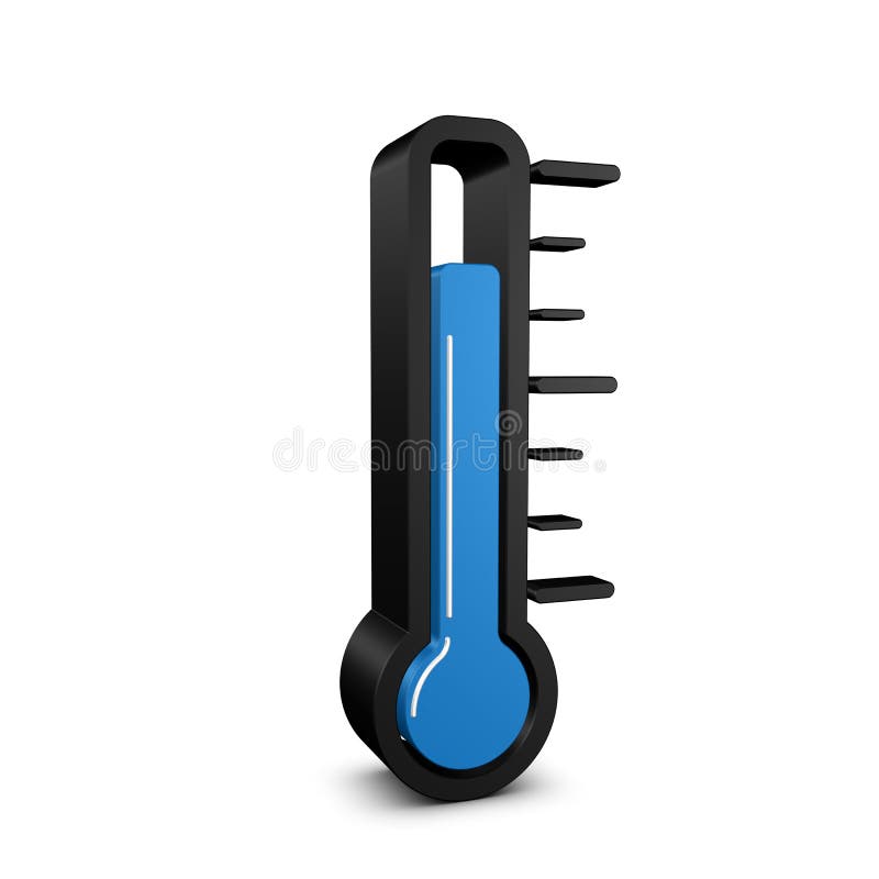 Thermometer Temperature Icon - Black and Blue 3D Illustration ...