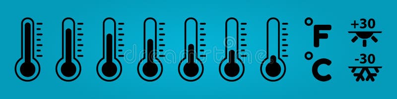 Thermometer Temperature Icon Set - Vector Illustrations - Isolated on ...