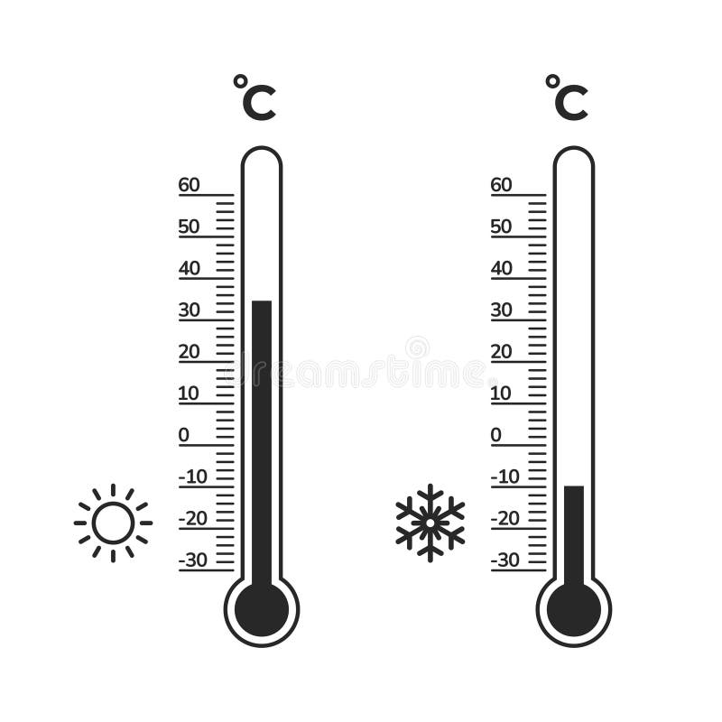 Thermometer Vector Icons. Temperature Icon. Thermometer with Cold and ...