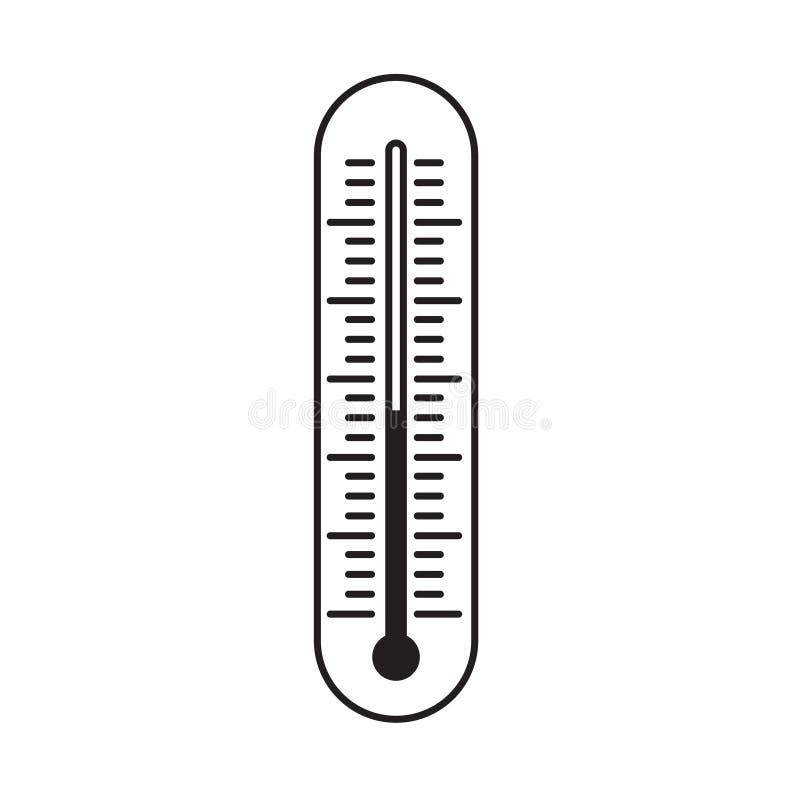 Thermometer Vector Illustration, Line Outline Indicator Tool of ... Thermometer Vector Illustration, Line Outline Indicator Tool of ...