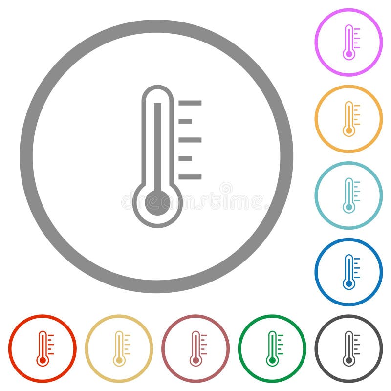 Thermometer Warm Temperature Flat Icons with Outlines Stock Vector ...