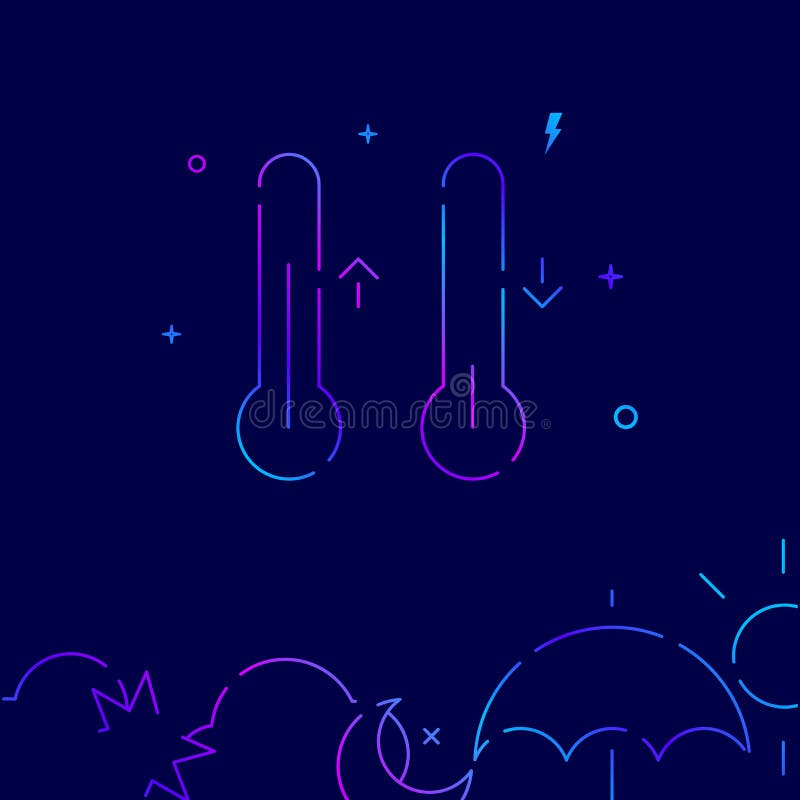 Thermometer. Warming, Cooling Gradient Line Icon, Vector Illustration ...
