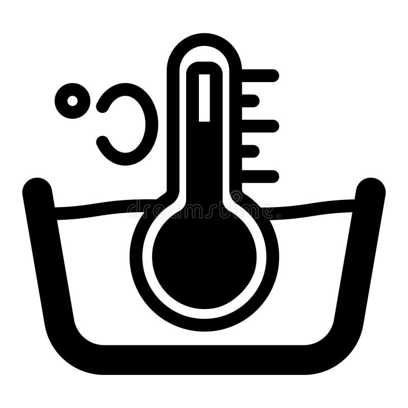 Thermometer with Water Basin Solid Icon, Laundry Service Concept ...