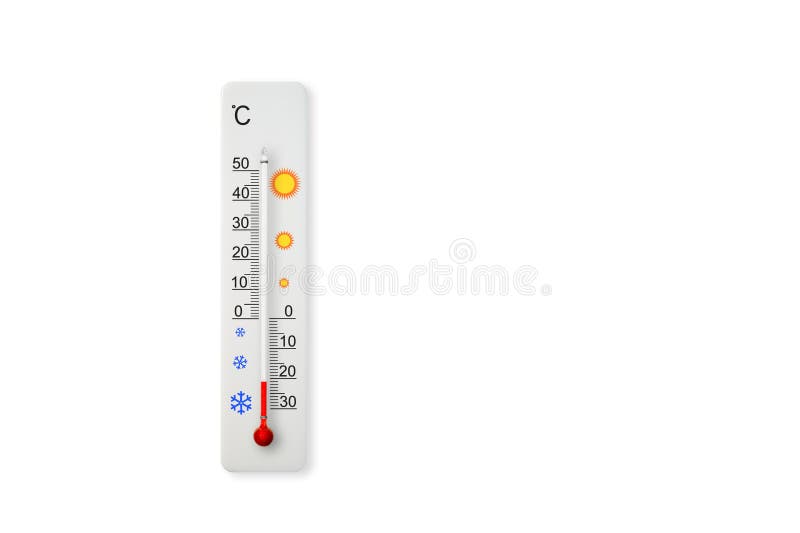 White Celsius Scale Thermometer Isolated on White Background. Ambient ...