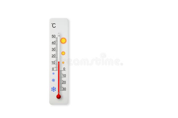 White Celsius Scale Thermometer Isolated on White Background. Ambient ...