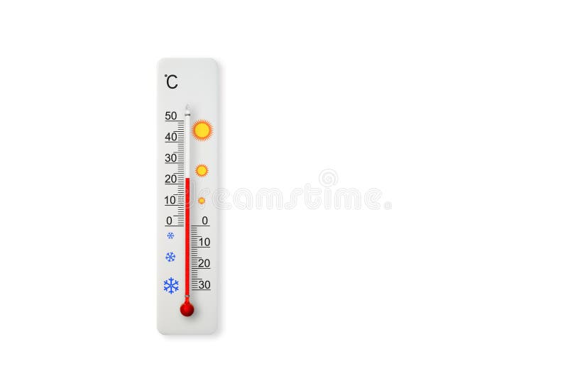 White Celsius Scale Thermometer Isolated on White Background. Ambient ...