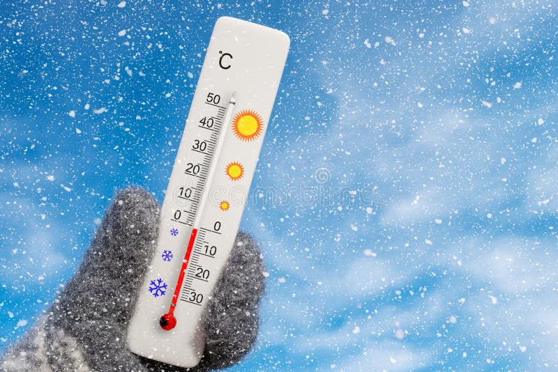 White Celsius Scale Thermometer in Hand. Ambient Temperature Minus 1 ...