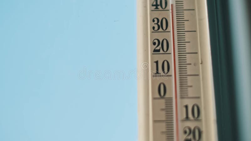Thermometer on Window, Temperature Over 40 Degrees Stock Footage ...