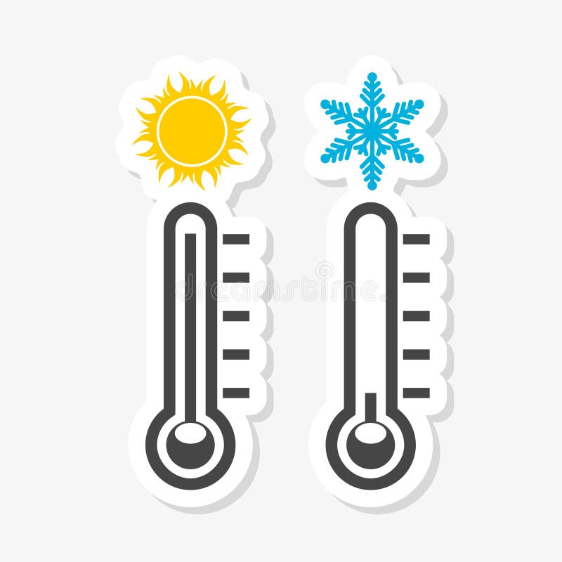 Thermometers with High and Low Temperatures Graphic Icons Stock Vector ...