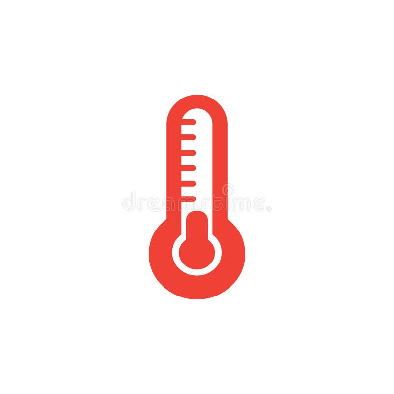 Thermometers Red Icon on White Background. Red Flat Style Vector ...