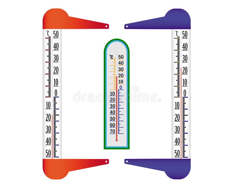 Set of Three Thermometers in Vector Stock Vector - Illustration of ...