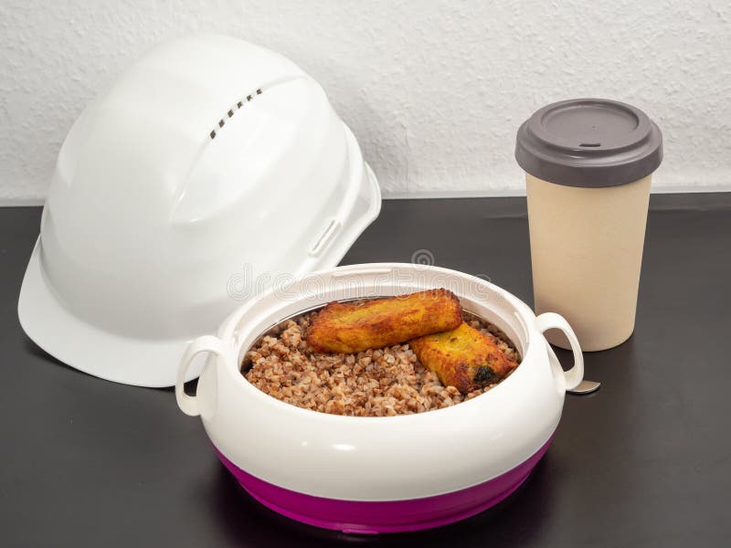 Thermos for Food on the Table. Lunch Break Stock Image - Image of ...