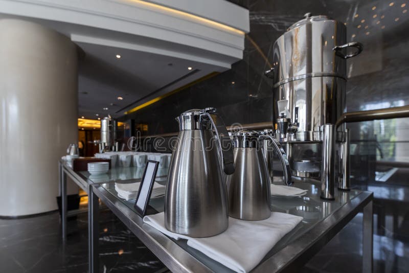 A Thermos of Hot Water and Afternoon Tea Cups on the Table Stock Photo ...