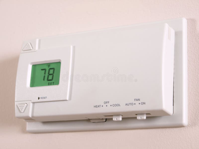 Thermostat 78 F angle view stock image. Image of electricity - 8090429