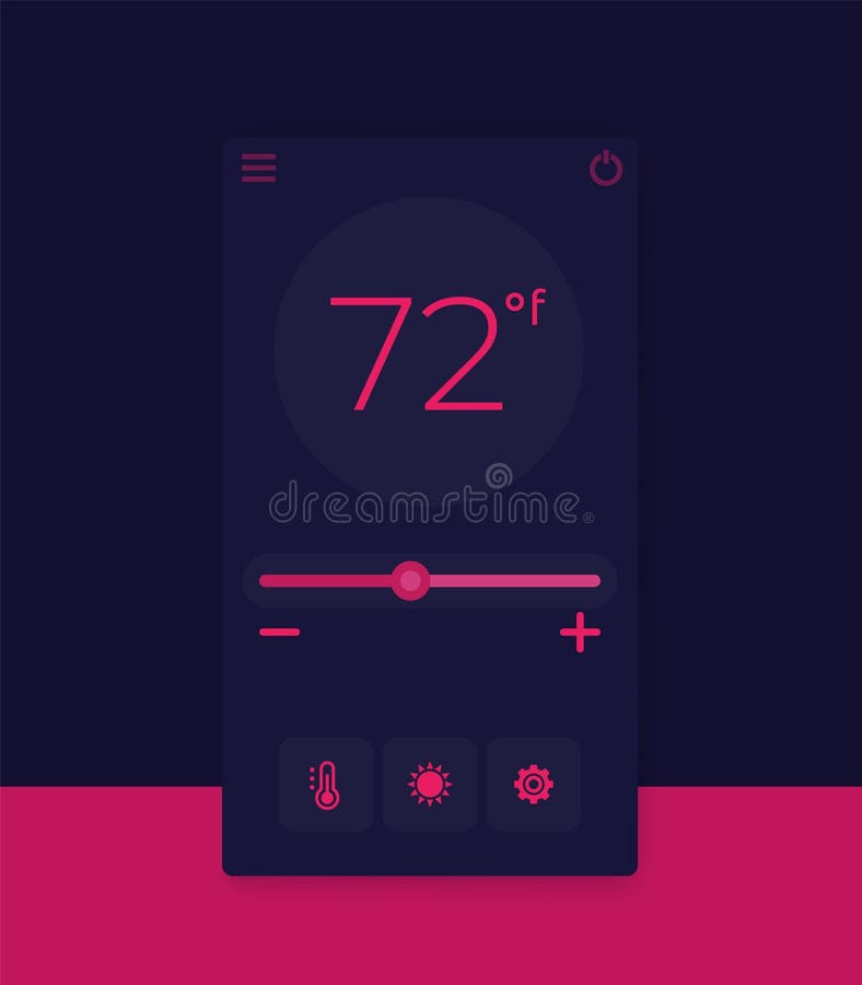 Thermostat App Interface, Vector Mobile Ui Stock Vector - Illustration ...