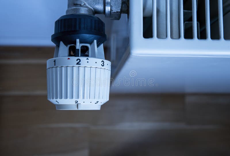 Thermostat and radiator stock photo. Image of cool, heating - 254037394