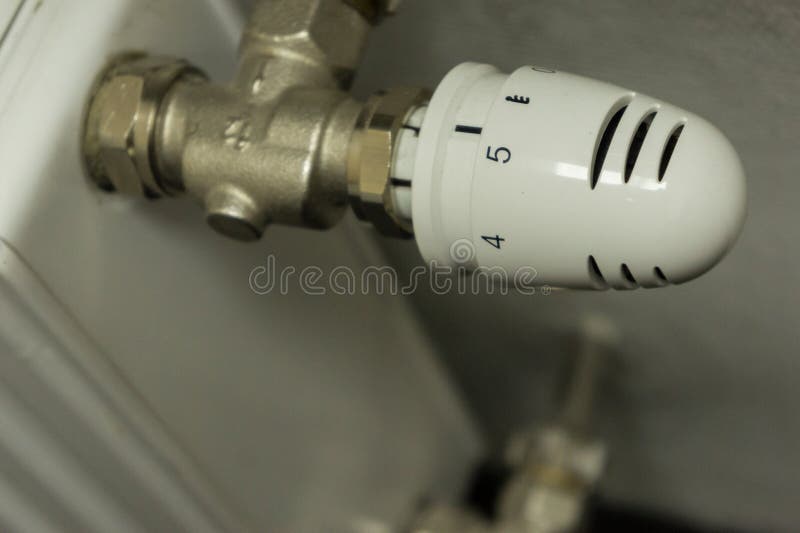 Thermostat on a radiator stock photo. Image of plastic - 72187398
