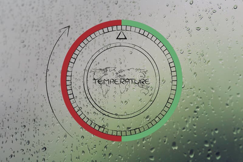 Thermostat with World Map, Global Warming & Climate Change Stock Image ...