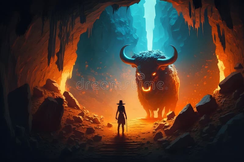 Theseus Found the Creature Minotaur in Cave Labyrinth Greek Mythology ...