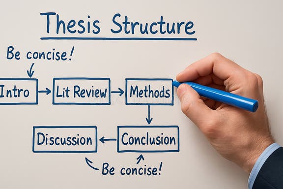 Thesis Structure Diagram Showing Steps of Intro, Lit Review, Methods ...