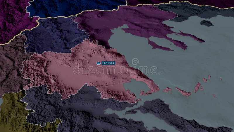 Thessaly Red Highlighted in Map of Greece Stock Illustration ...