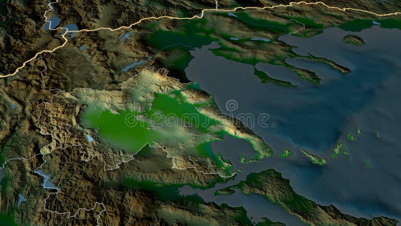 Thessaly Red Highlighted in Map of Greece Stock Illustration ...