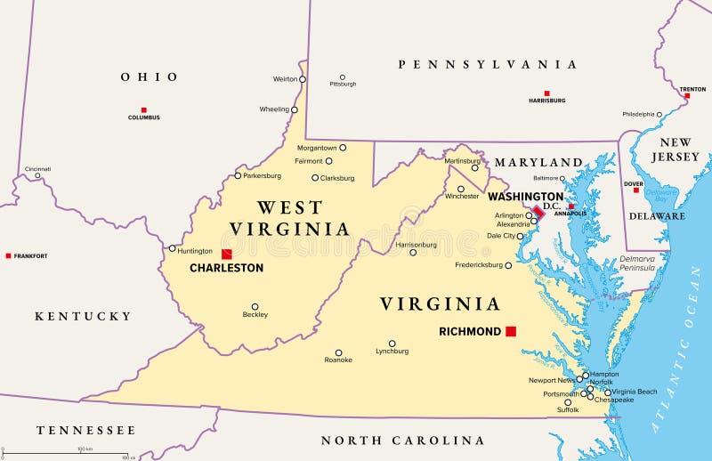 The Virginias, the Two U.S. States Virginia and West Virginia ...