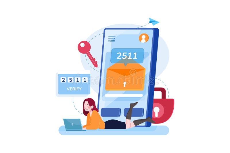 2FA Two Steps Authentication Illustration Concept. Stock Vector ...