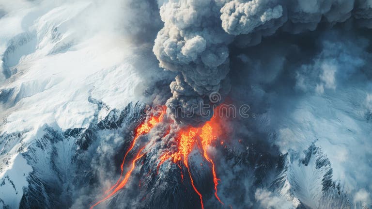 Thick Ash Clouds Over Snow-covered Peaks, High-resolution Satellite ...