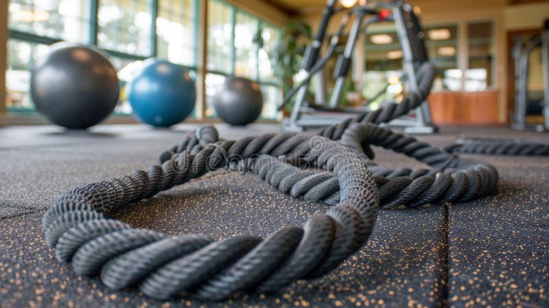 Thick Battle Ropes Laid Out on Gym Floor Stock Illustration ...