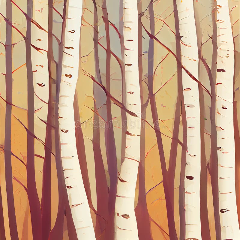Thick Birch Thicket. Birch Grove Pattern. Birch Trunks Illustration ...