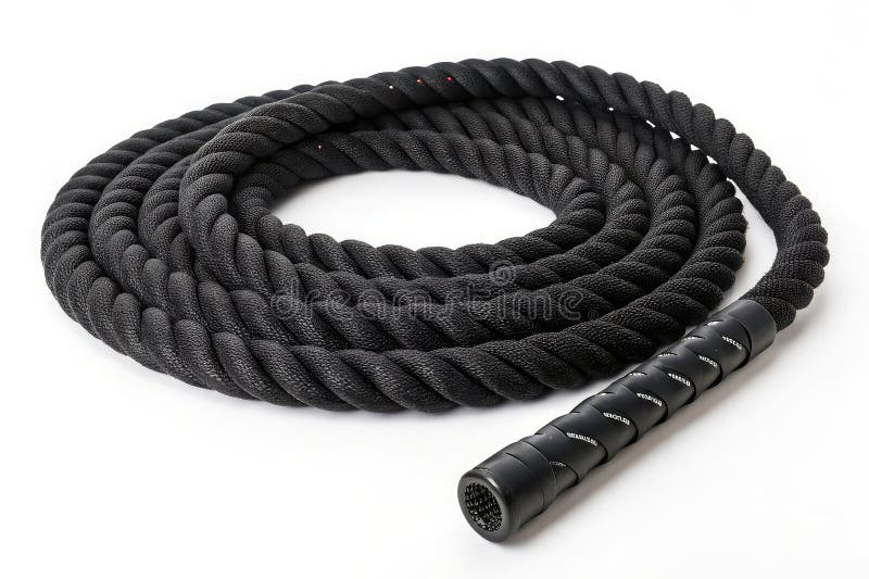 Black Coiled Battle Rope with Grip Handle Stock Illustration ...
