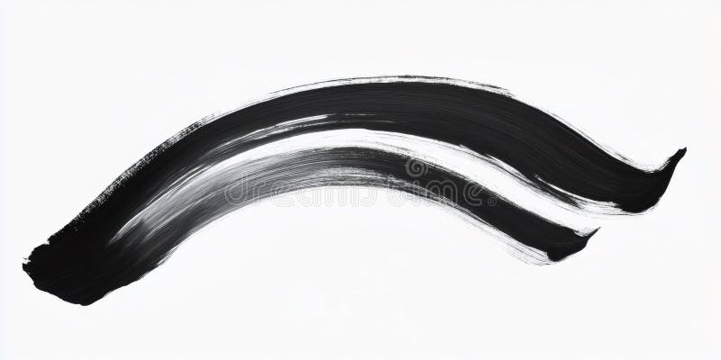 Thick Black Brush Stroke Forming an Arch Shape on White Background ...